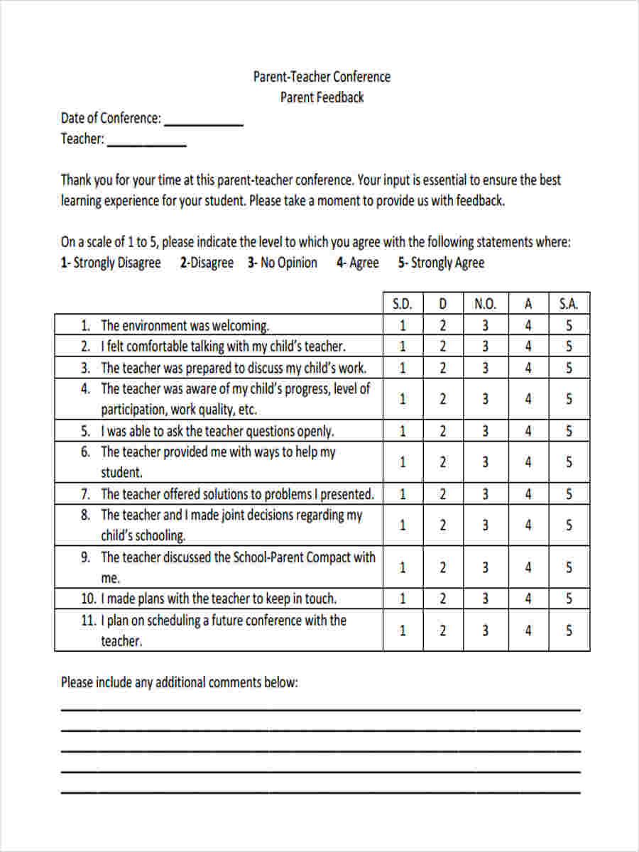 FREE 14+ Sample Teacher Feedback Forms in PDF | MS Word