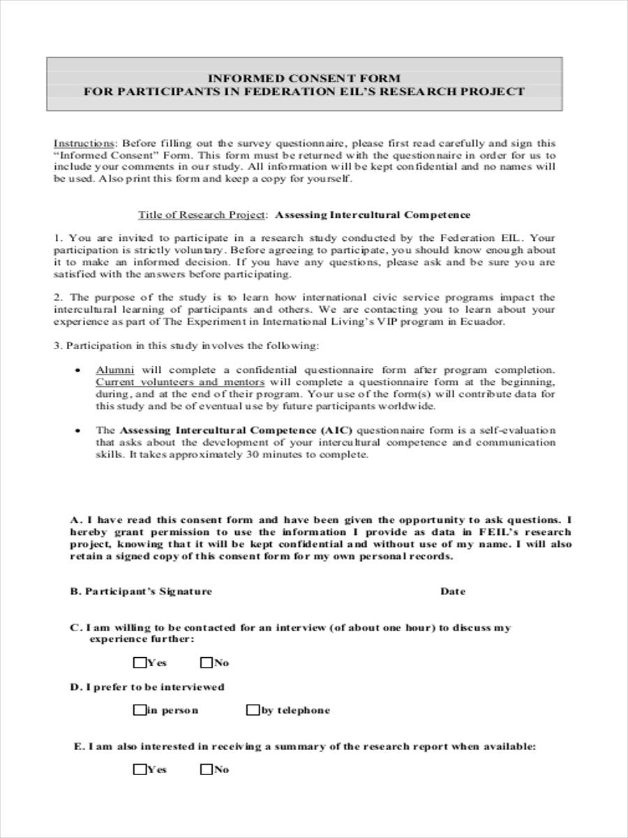 FREE 7+ Participant Consent Forms in MS Word | PDF