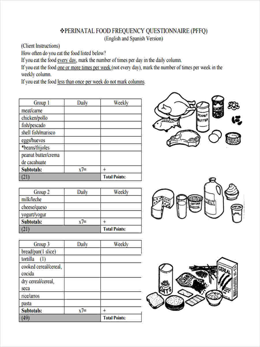 FREE 10+ Food Frequency Questionnaire Form Samples, PDF, MS Word ...