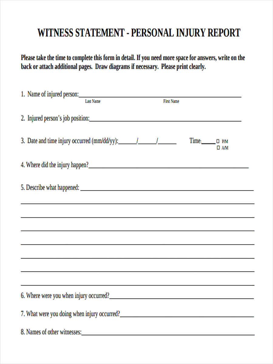 Personal Injury Claim Form Template DocTemplates