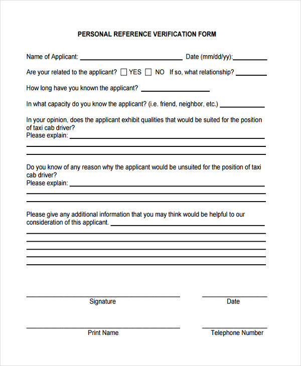 FREE 8+ Sample Reference Verification Forms in PDF