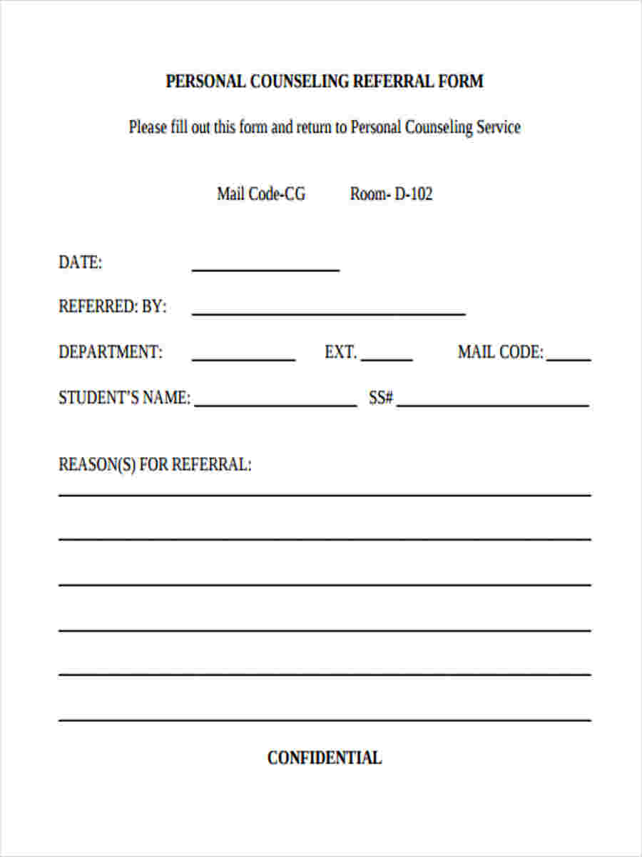 FREE 12+ Counseling Referral Form Samples, PDF, MS Word, Google Docs