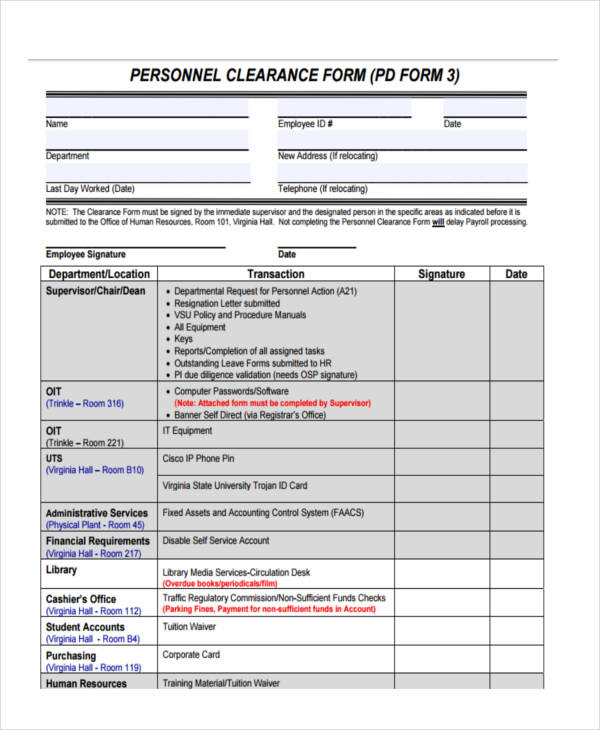 FREE 10+ Sample Staff Clearance Forms in MS Word | PDF