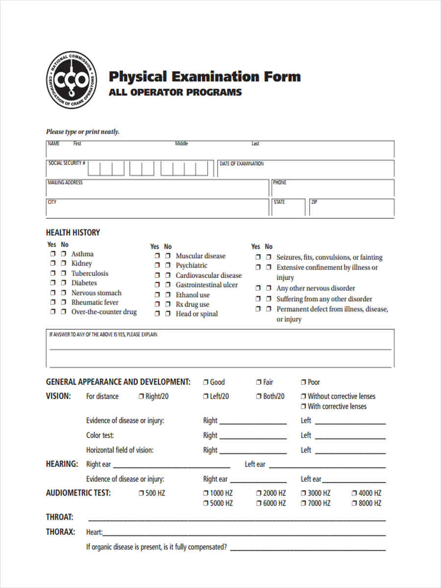 FREE 6+ Physical Health Forms in PDF | Ms Word