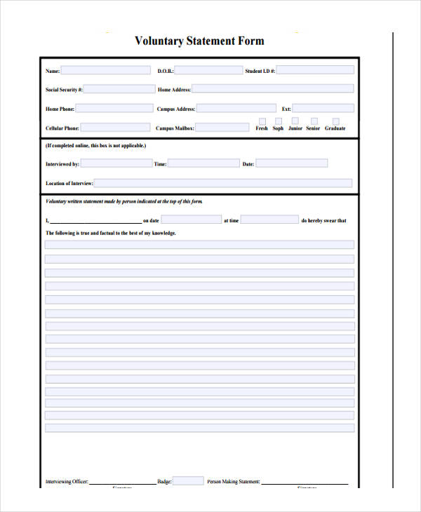 Printable Voluntary Statement Form Printable Word Searches Printable Voluntary Statement Form Printable Word Searches