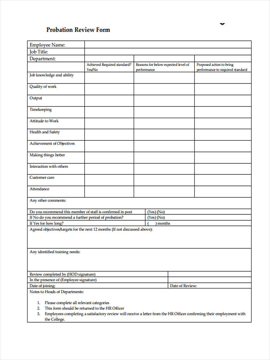 FREE 15+ Probation Review Form Samples, PDF, MS Word, Google Docs
