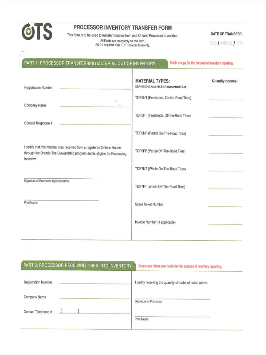 FREE 7+ Inventory Transfer Forms in MS Word | PDF | Excel