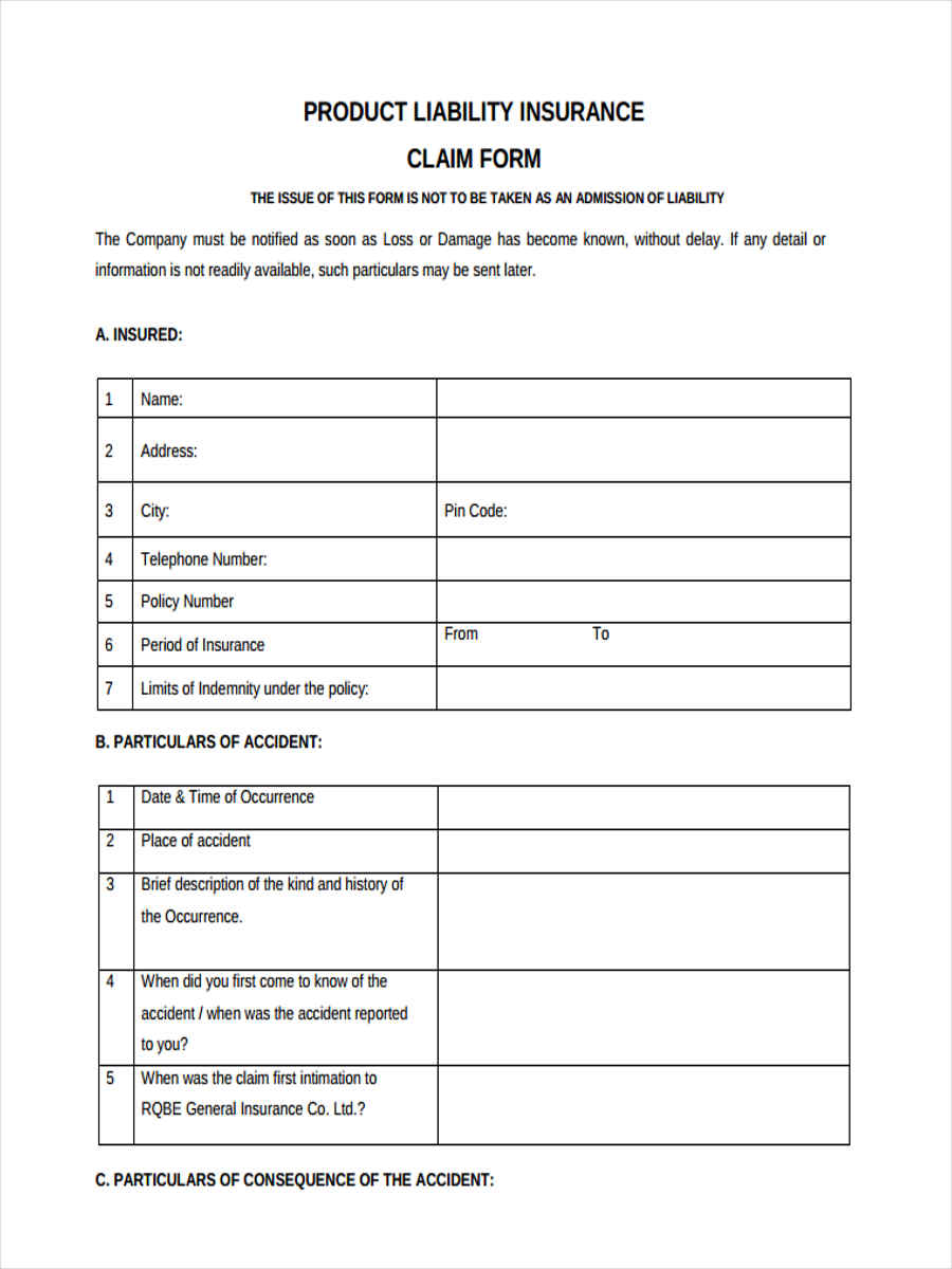 FREE 5+ Liability Claim Forms in MS Word | PDF