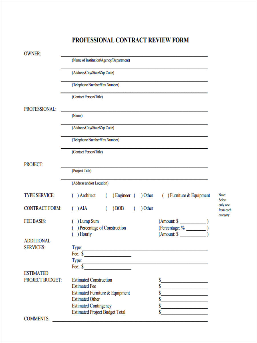 FREE 7+ Contract Review Forms in PDF | Ms Word
