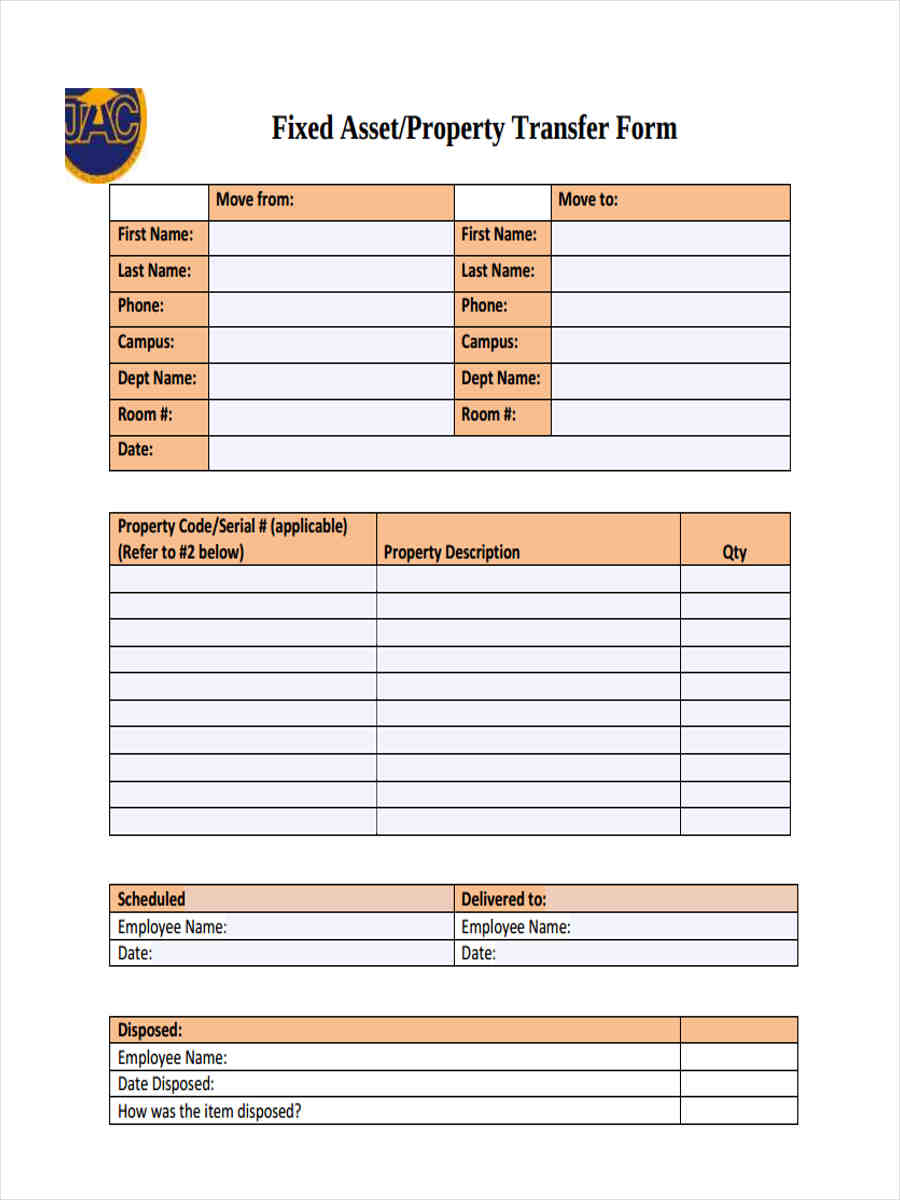 FREE 9+ Asset Transfer Forms in PDF | Ms Word | Excel