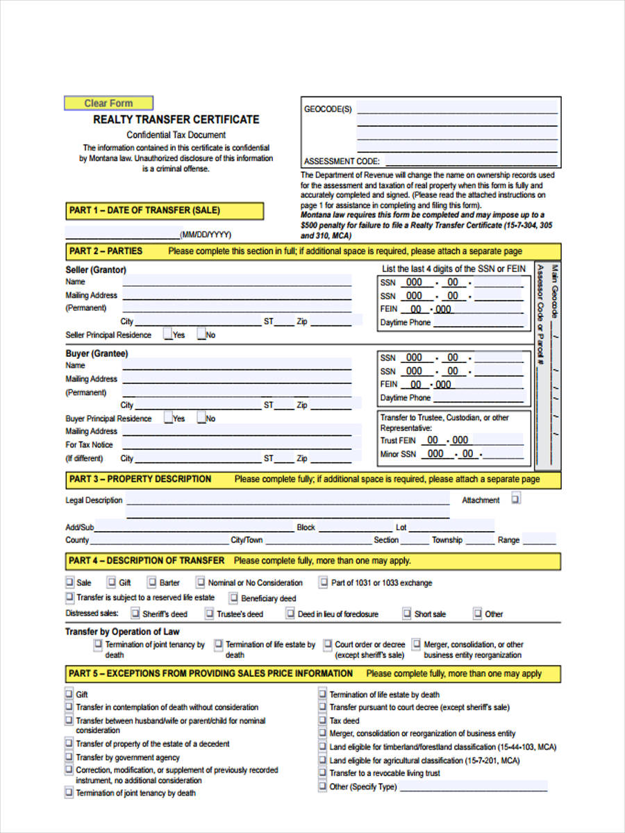 FREE 10+ Property Transfer Forms in PDF | Ms Word | Excel