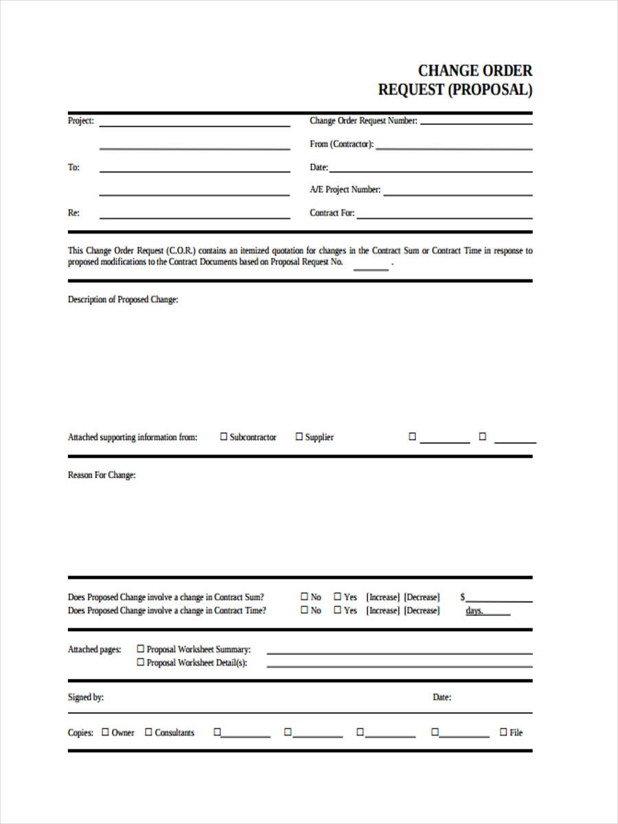 FREE 9 Change Order Request Forms In PDF Excel