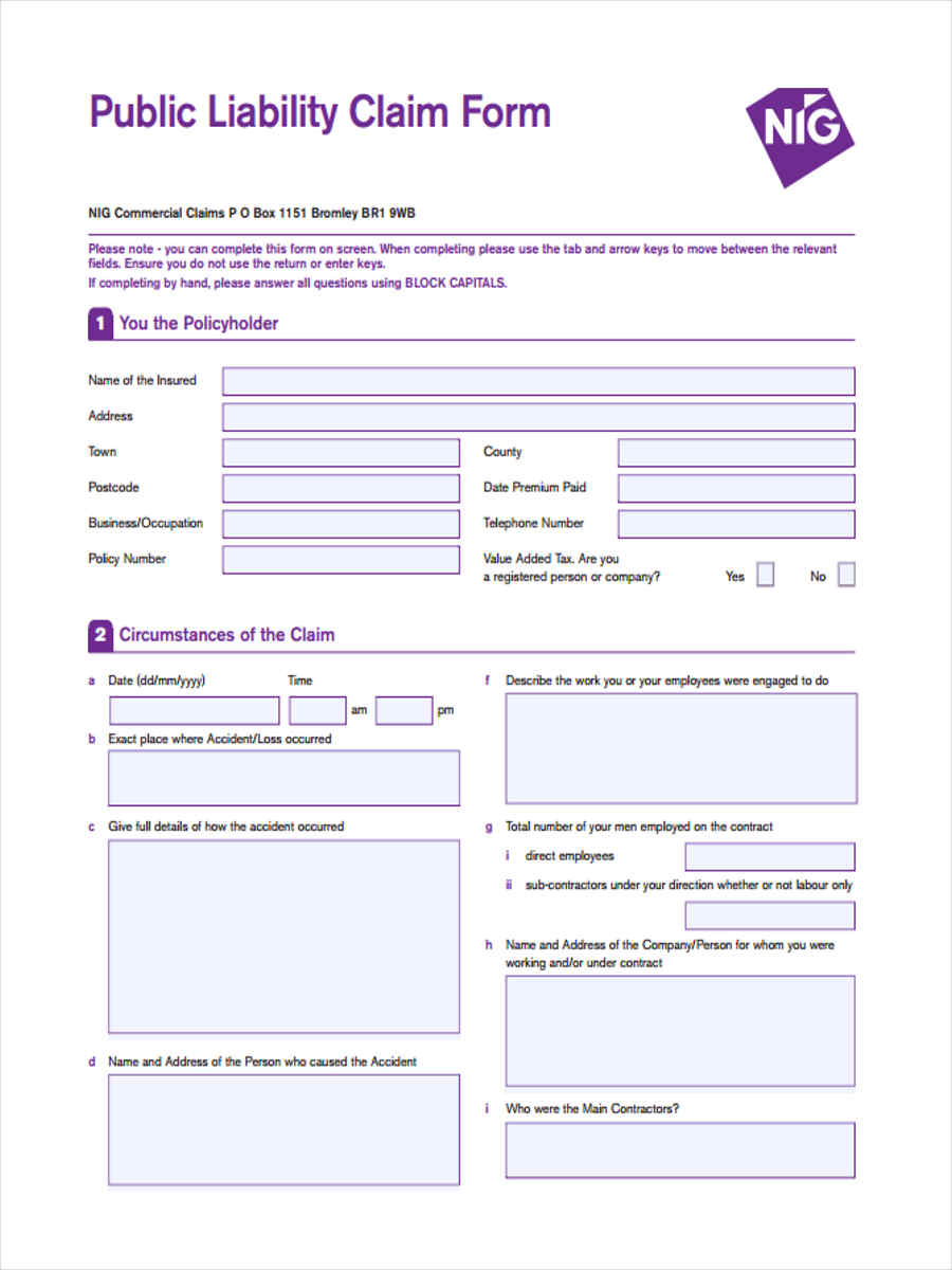 FREE 5+ Liability Claim Forms in MS Word | PDF