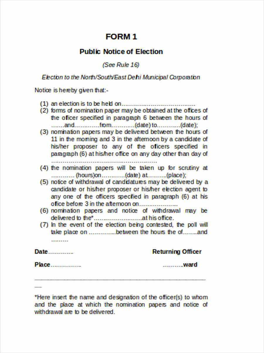 FREE 6+ Sample Notice of Election Forms in MS Word | PDF | Excel