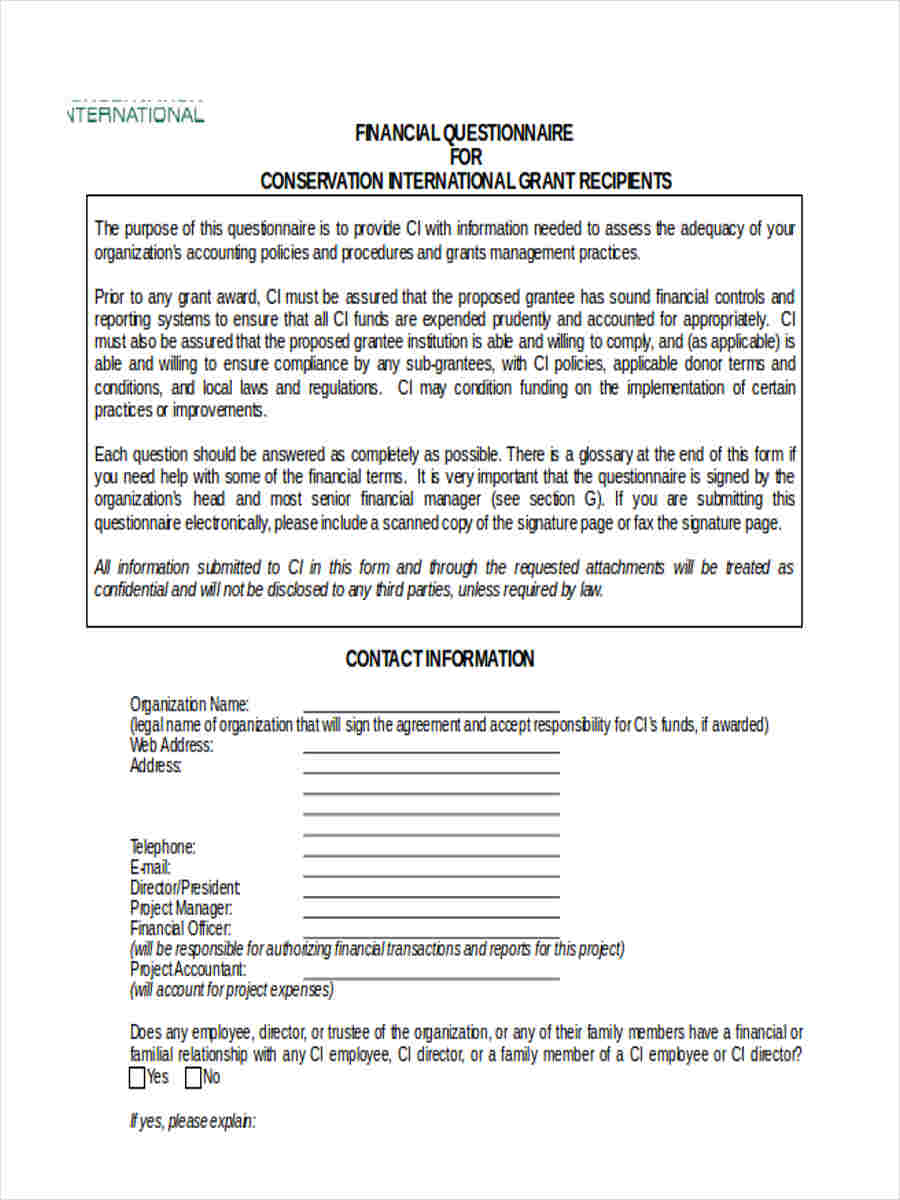 FREE 9+ Financial Questionnaire Forms in PDF | MS Word