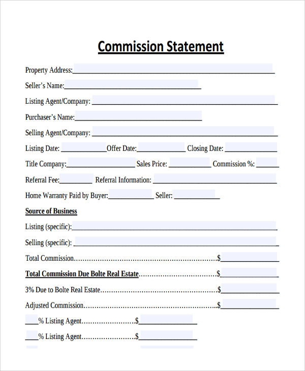 FREE 6+ Sample Real Estate Statement Forms in PDF