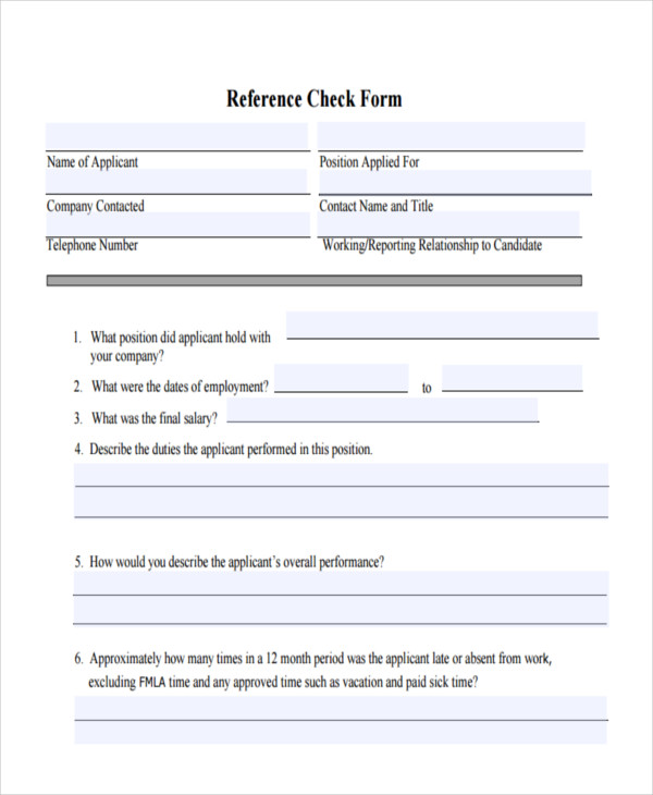 FREE 8+ Sample Reference Verification Forms in PDF