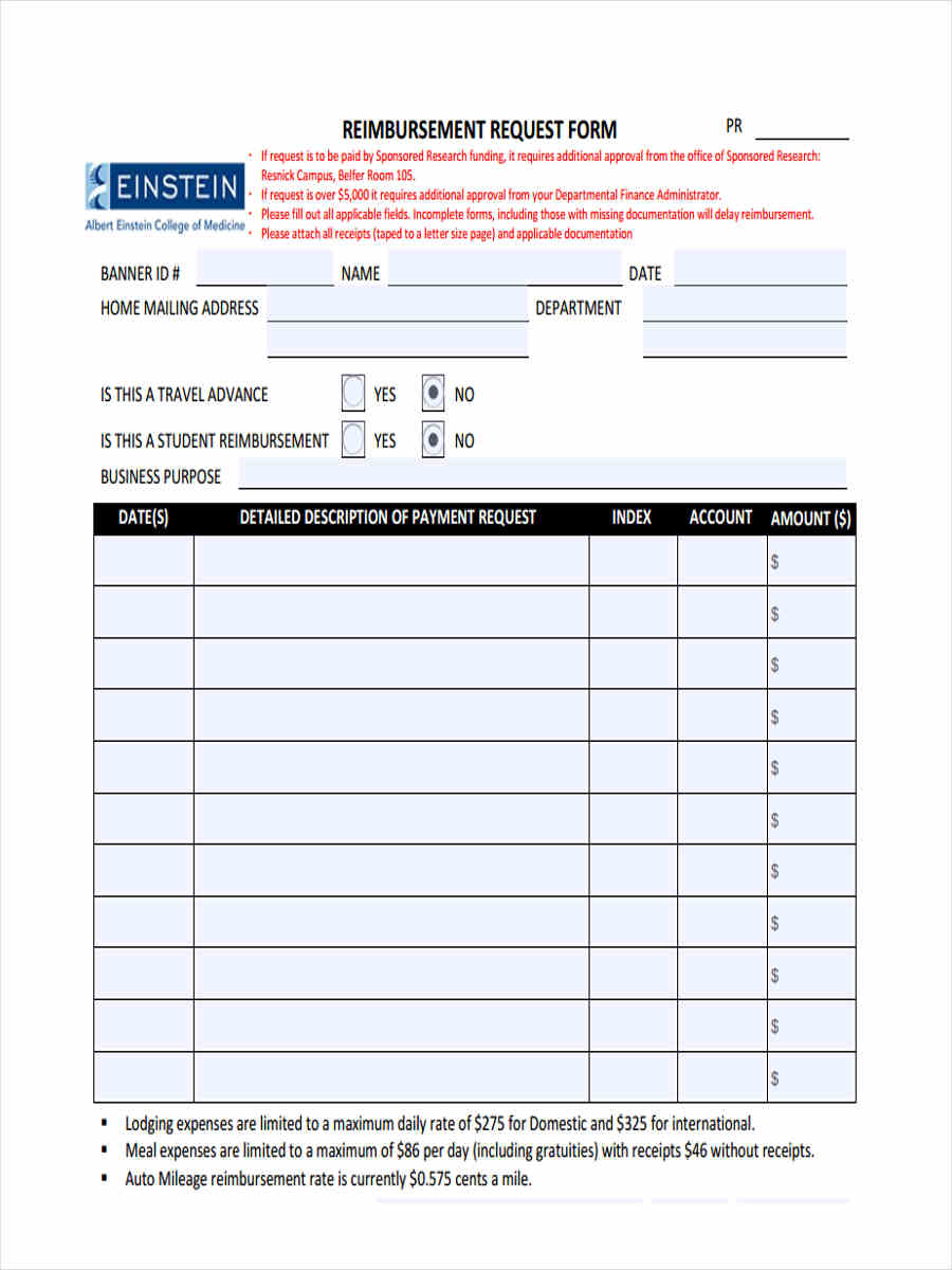 FREE 6+ Sample Student Reimbursement Forms in MS Word | PDF | Excel