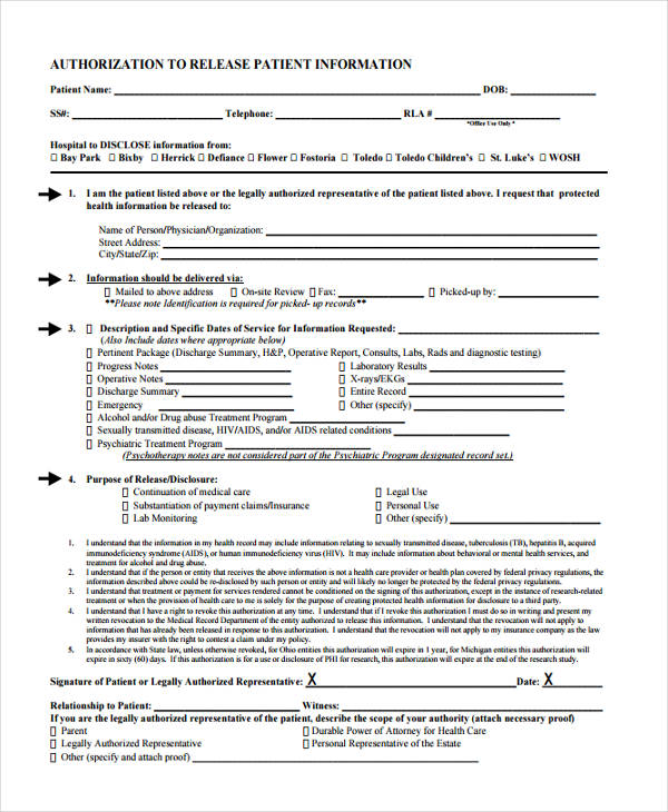 FREE 24+ General Release of Information Forms in PDF | Ms Word