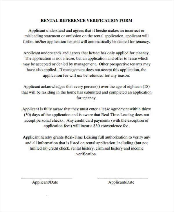 FREE 8+ Sample Reference Verification Forms in PDF