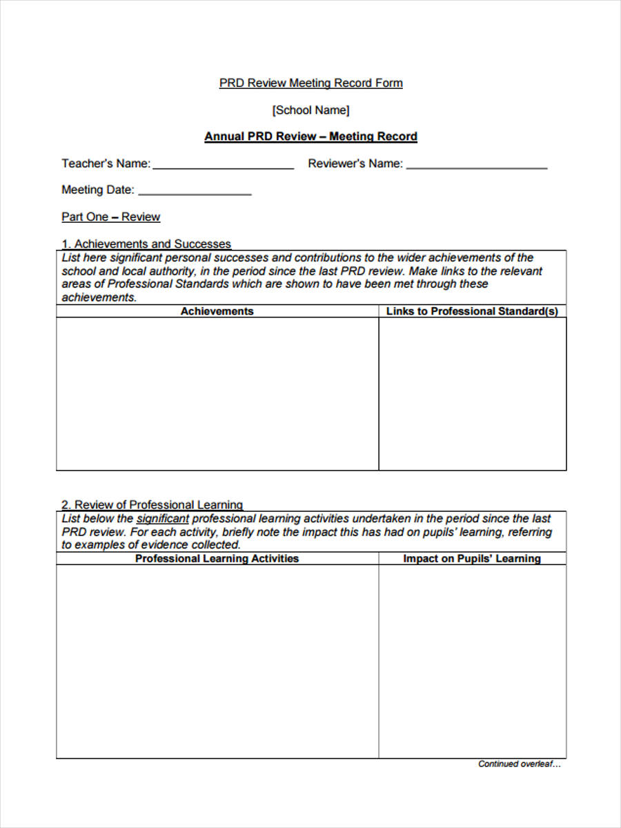 FREE 7+ Monthly Review Forms in PDF | Ms WOrd