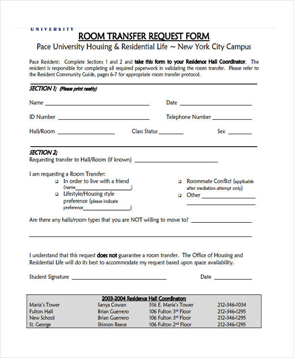 FREE 12+ Transfer Request Forms in PDF | Ms Word | Excel