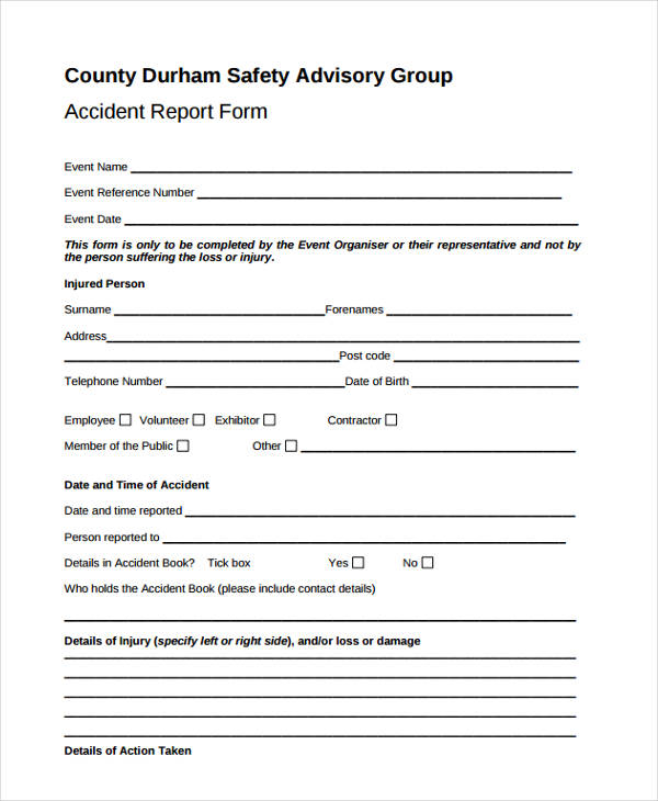 FREE 27+ Sample Accident Report Forms in PDF