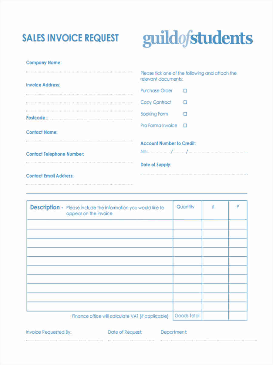 FREE 9+ Invoice Request Forms in MS Word | PDF | Excel