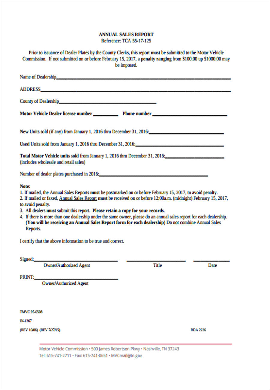 FREE 22+ Sales Report Forms in PDF | MS Word