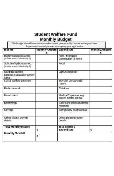 FREE 8+ Student Budget Forms in PDF | Ms Word