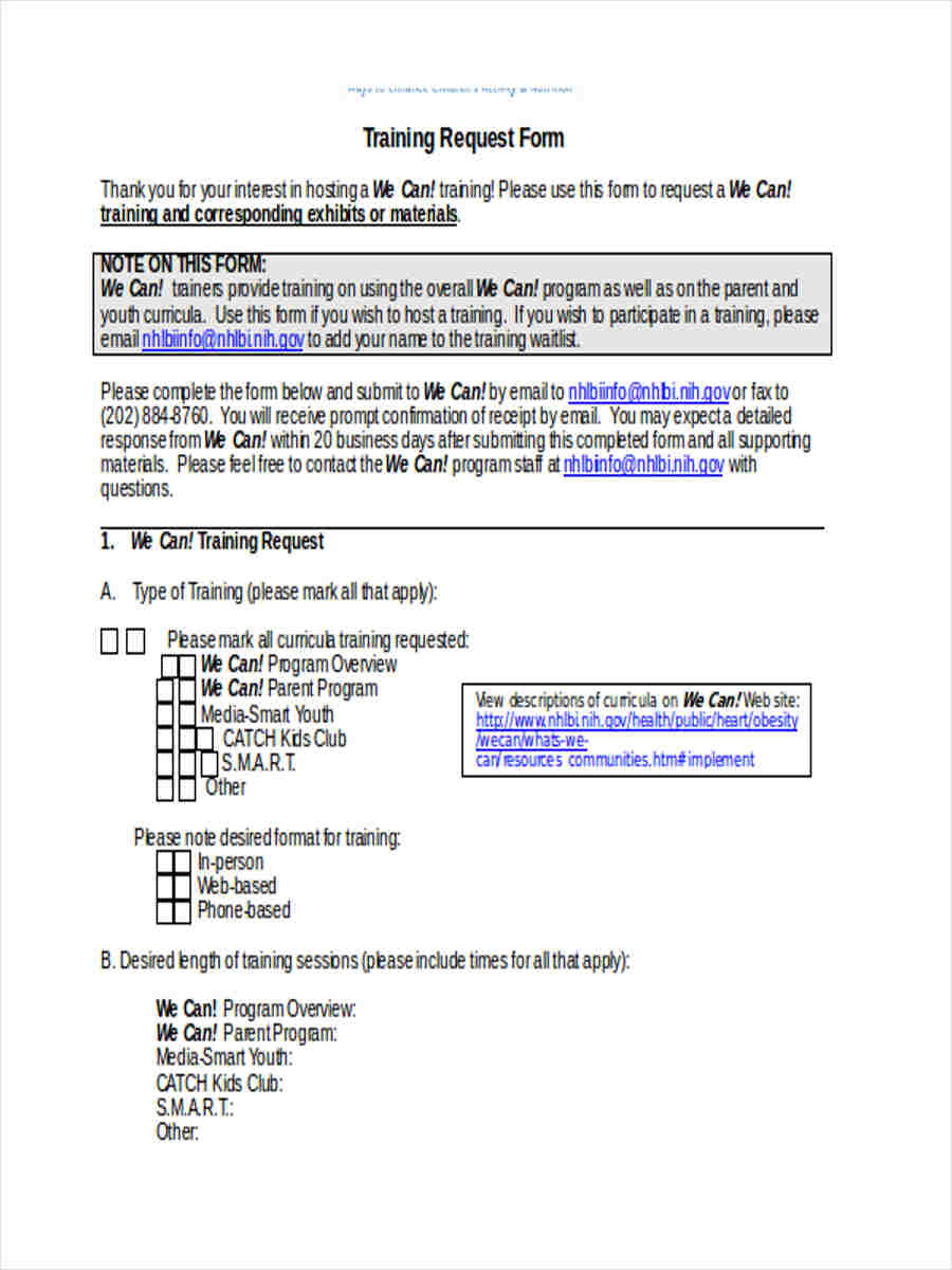 FREE 6+ Training Requisition Form Samples in MS Word | PDF
