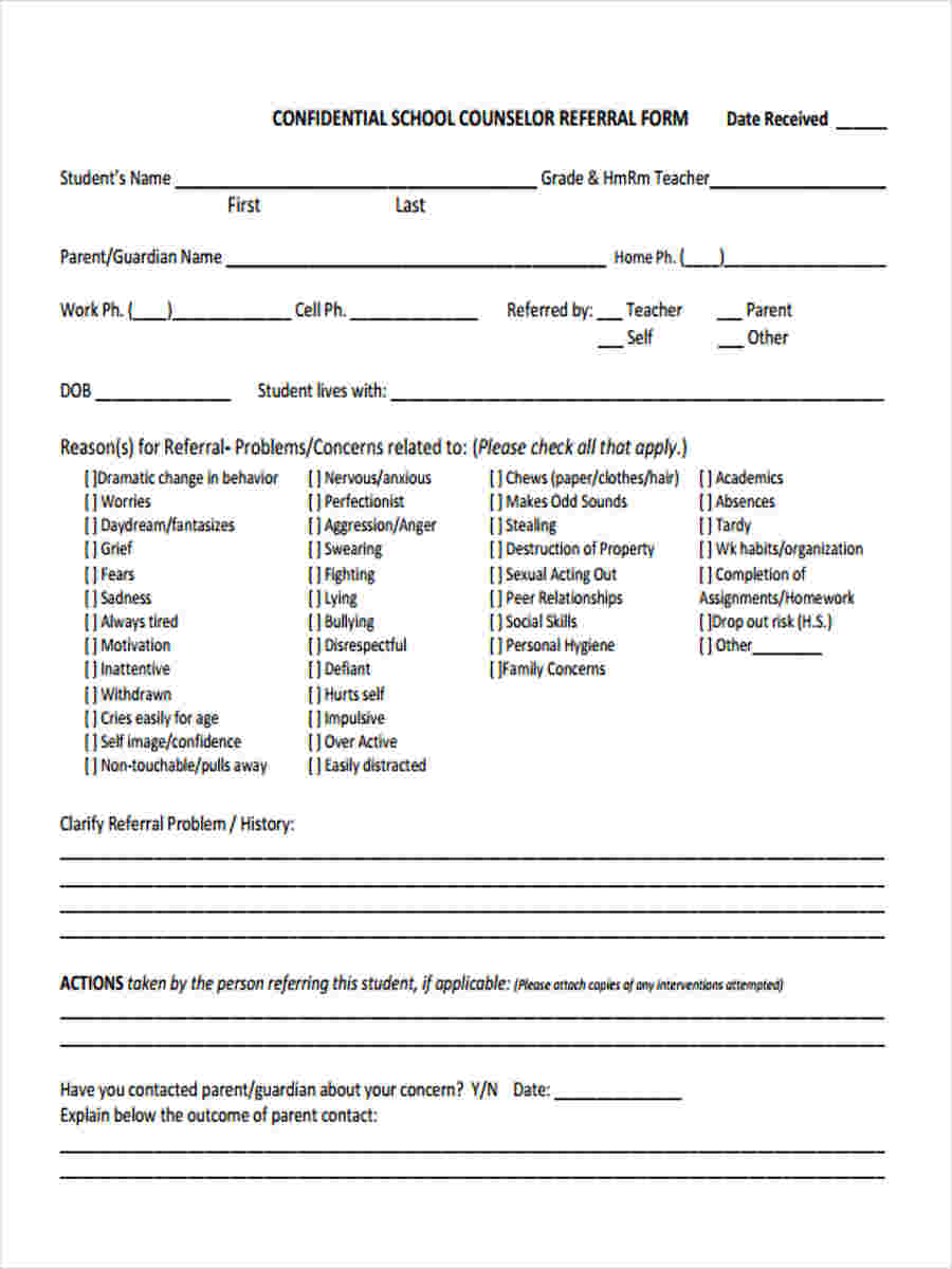 FREE 12+ Counseling Referral Form Samples, PDF, MS Word, Google Docs