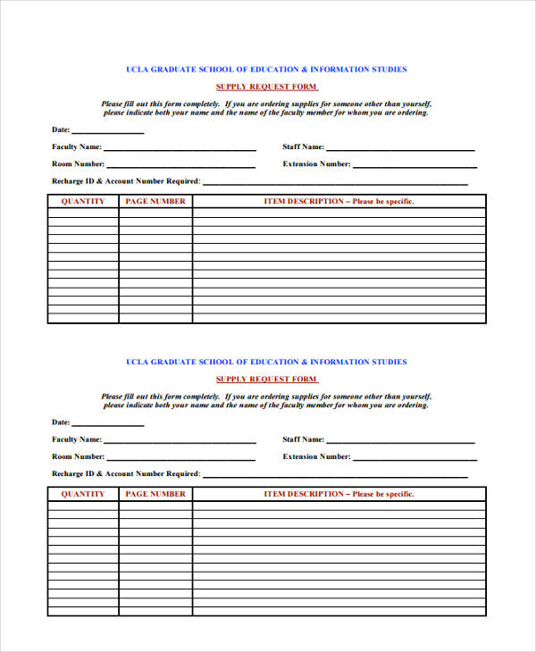 FREE 16+ Supply Request Form Samples, PDF, MS Word, Google Docs, Excel