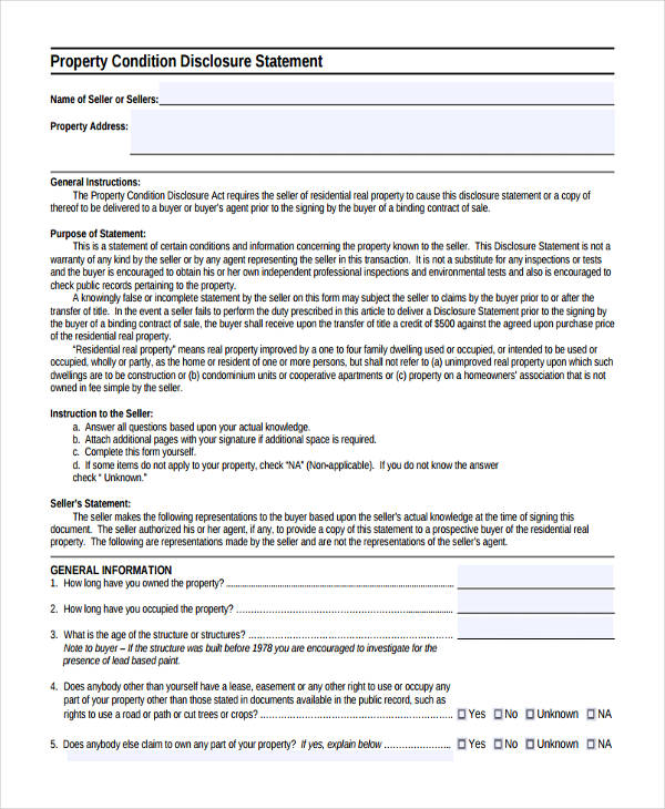 FREE 10+ Sample Disclosure Statement Forms in MS Word | PDF