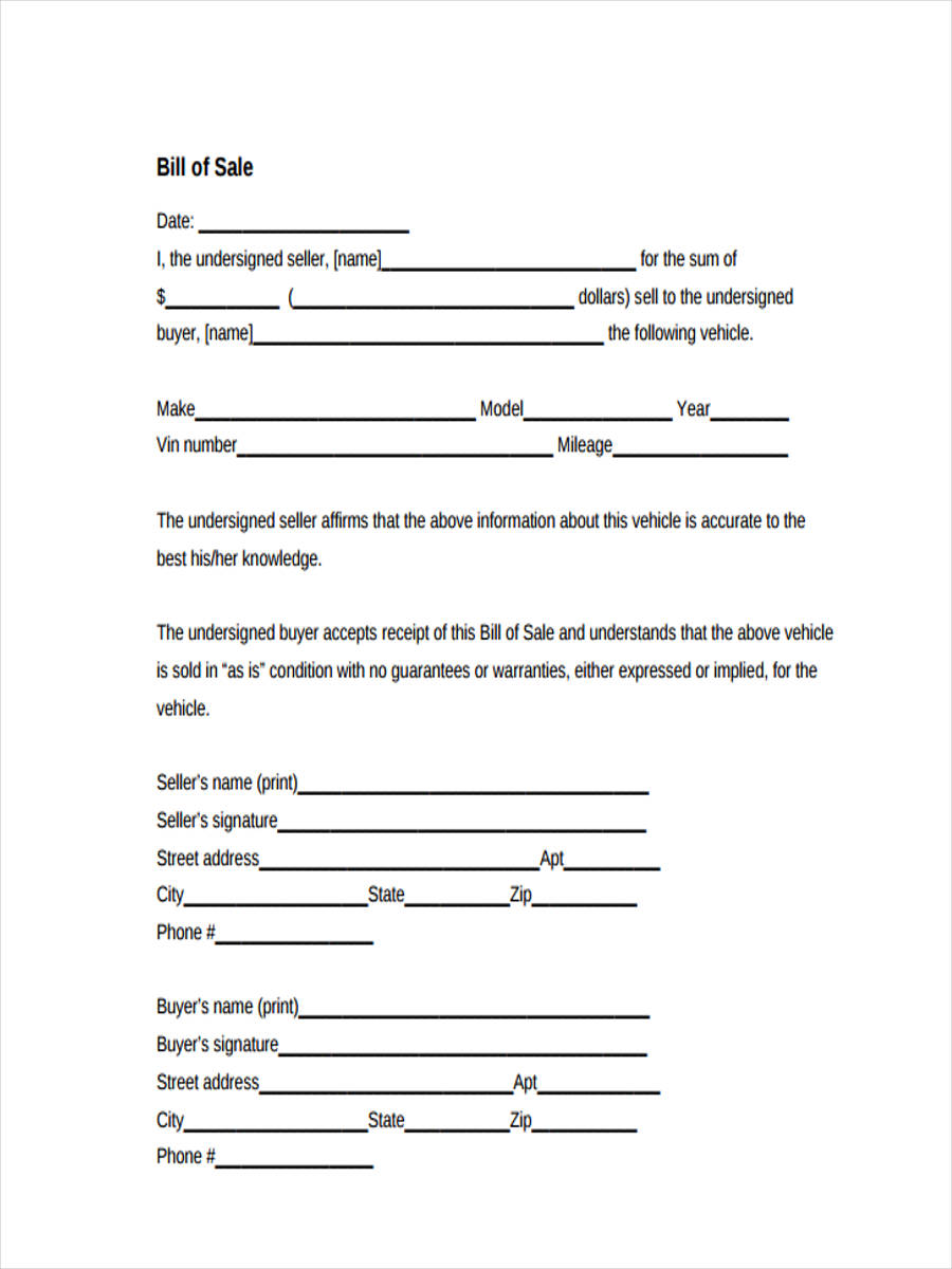 How To Write A Bill Of Sale For A Vehicle Utaheducationfacts