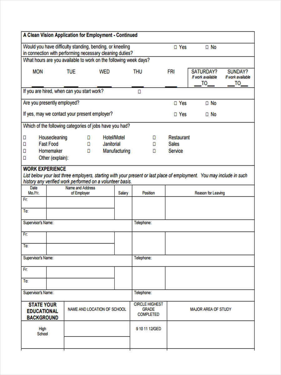 FREE 11+ Cleaning Service Form Samples, PDF, MS Word, Google Docs