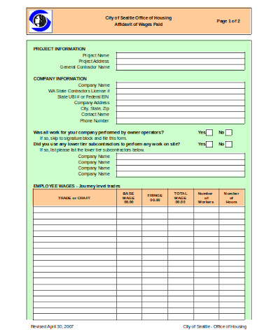 FREE 9+ Blank Affidavit Form Samples in PDF | MS Word | Excel