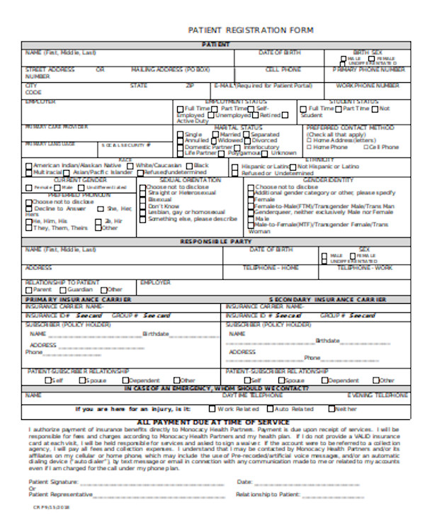 FREE 13+ Patient Registration Form Samples, PDF, MS Word, Google Docs ...