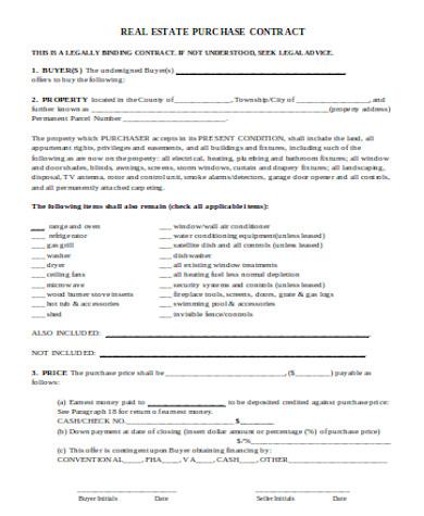 FREE 8+ Real Estate Contract Forms in PDF | MS Word