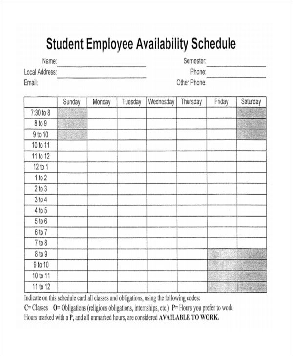 FREE 19+ Employee Availability Form Samples, PDF, MS Word, Google Docs
