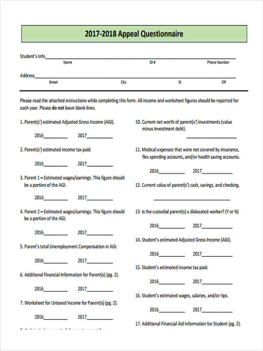 Questionnaire Sheet Questionnaire Sheet