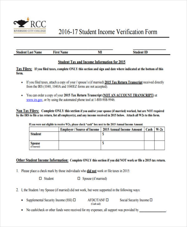FREE 12+ Income Verification Forms in PDF | Ms Word