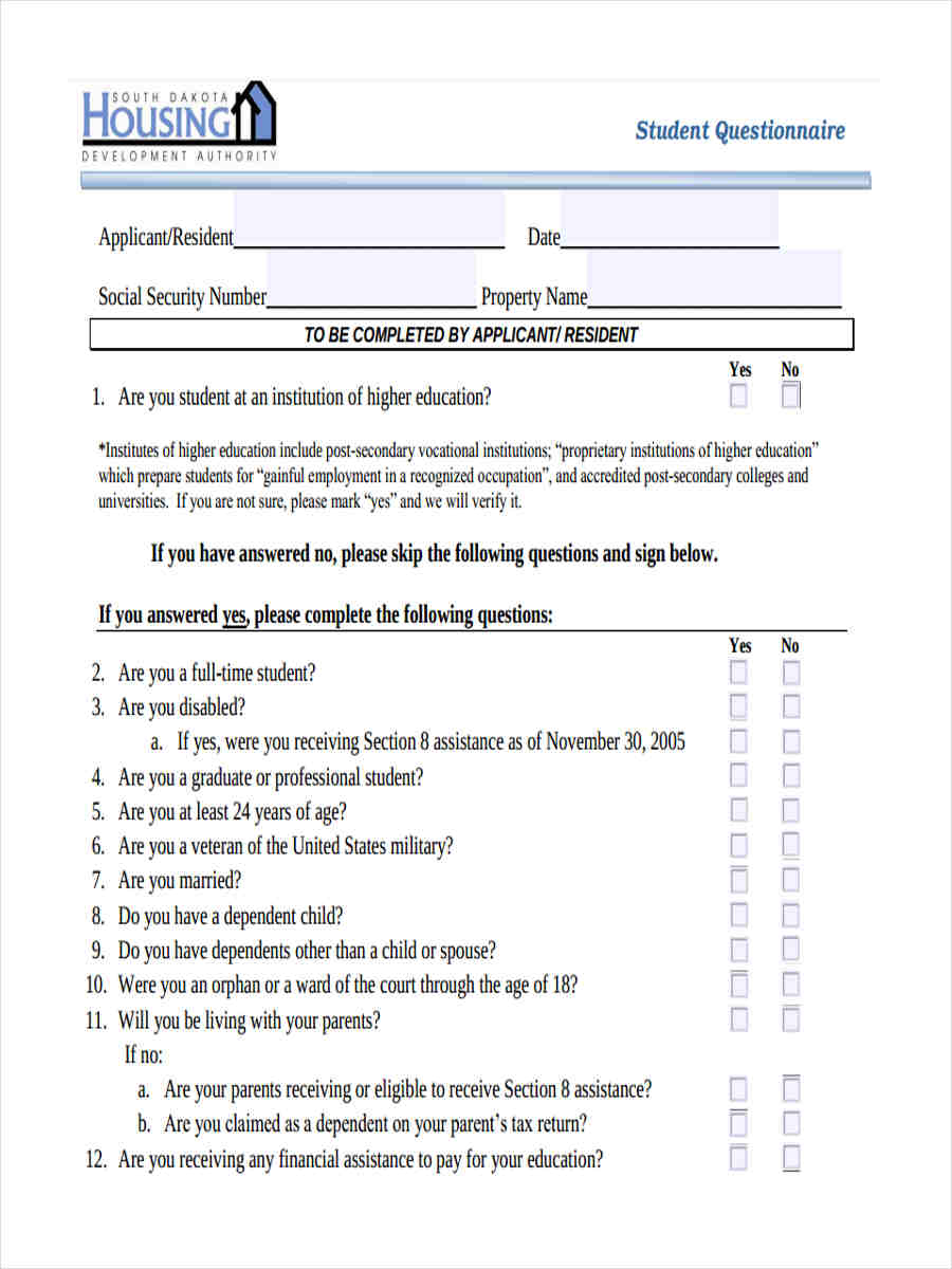 Sample Questionnaire Form Sample Questionnaire Form