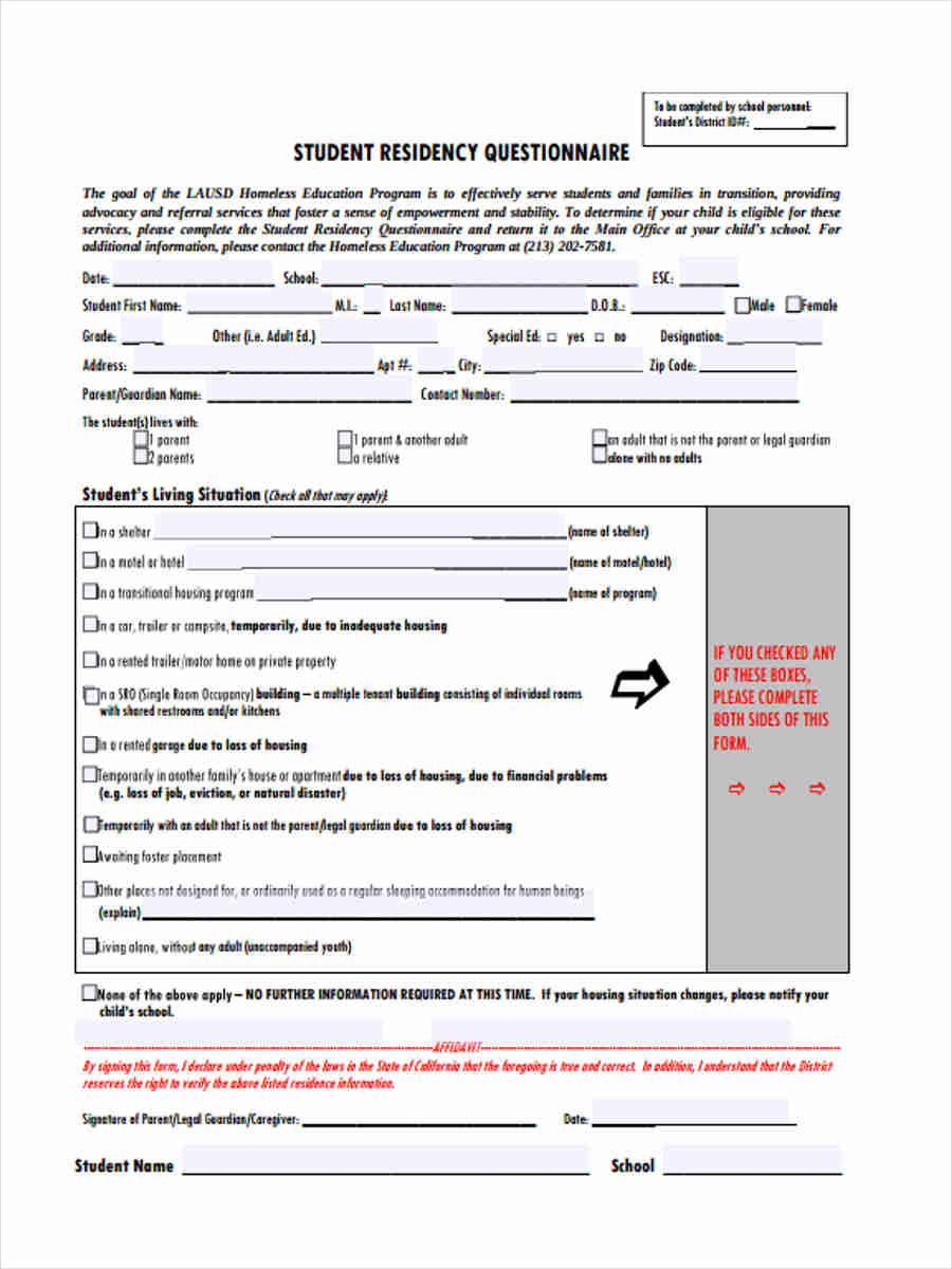 FREE 6+ Sample Residence Questionnaire Forms in PDF