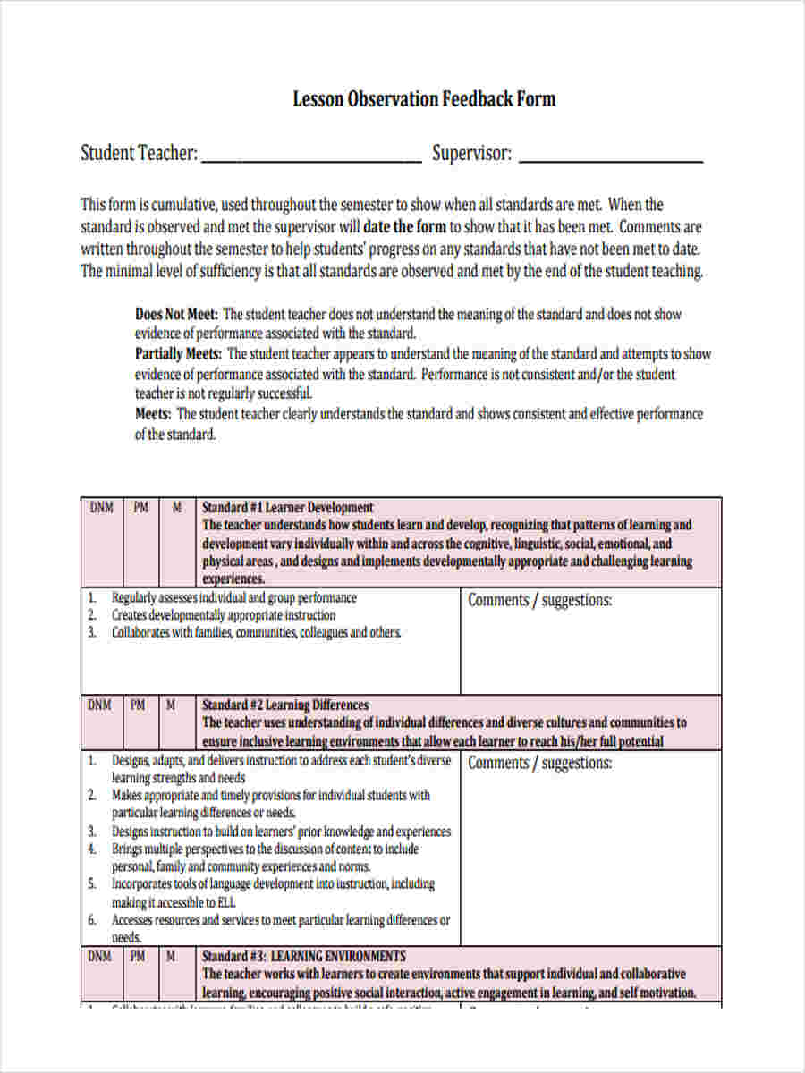 FREE 18+ Teacher Feedback Form Samples, PDF, MS Word, Google Docs