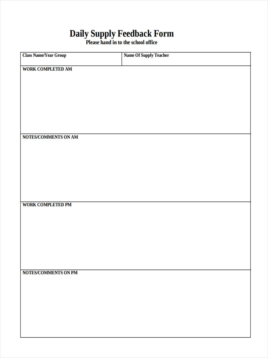 FREE 18+ Teacher Feedback Form Samples, PDF, MS Word, Google Docs