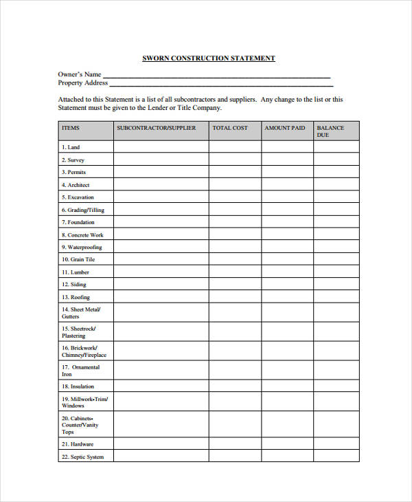 FREE 9+ Sworn Statement Forms in PDF | Ms Word | Excel