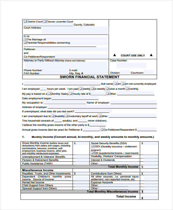 FREE 9+ Sworn Statement Forms in PDF | Ms Word | Excel