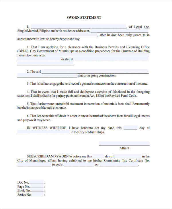 FREE 8+ Sample Legal Statement Forms in PDF