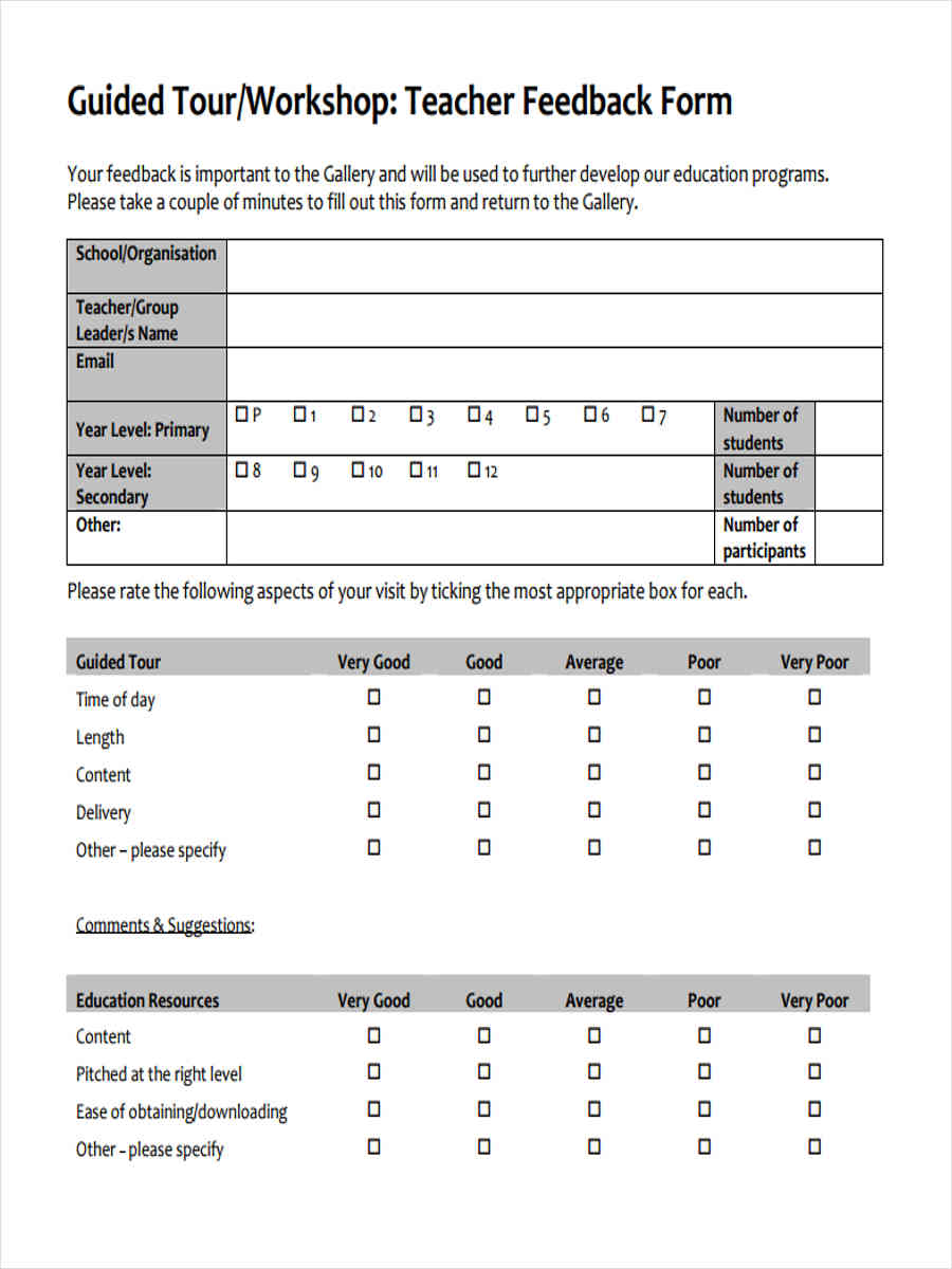 FREE 14 Sample Teacher Feedback Forms In PDF MS Word